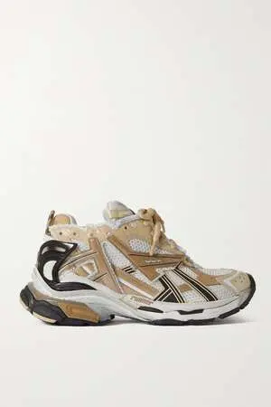 Balenciaga Runner Logo-detailed Rubber-trimmed Mesh Sneakers Beige