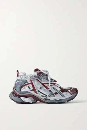 Balenciaga Runner Logo-detailed Rubber-trimmed Mesh Sneakers Burgundy