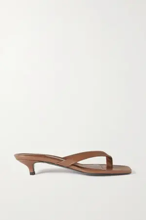 TOTEME Leather Flip Flops - Brown