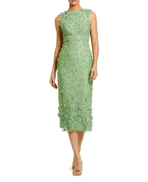 Mac Duggal Sleeveless Embellished Lace Midi Gown - Sage