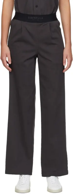 Fear Of God Fear Of God ESSENTIALS Black Twill Relaxed Lounge Pants - Iron