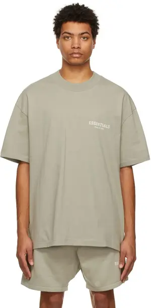 Fear Of God Fear Of God ESSENTIALS Green Cotton Jersey T-Shirt - Seafoam