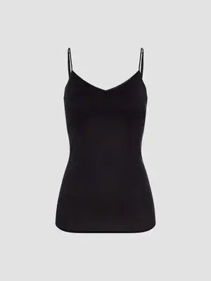 Hanro Seamless & Padded Spaghetti-strap Cotton Cami - Black