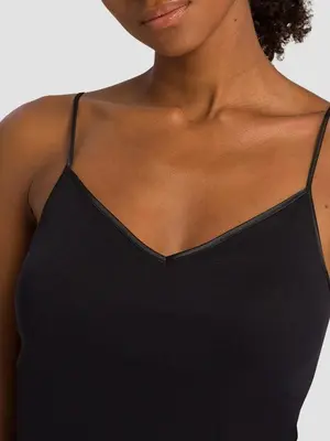 Hanro Seamless & Padded Spaghetti-strap Cotton Cami - Black