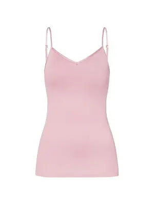 Hanro Seamless & Padded Spaghetti-strap Cotton Cami Pale Pink
