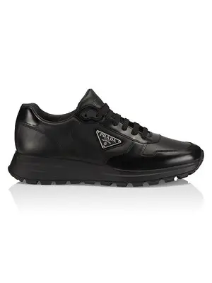 Prada Men's Prax Leather Sneakers - Nero  Nero