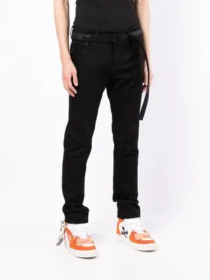 Off-White Skinny Jeans With Belt - Black