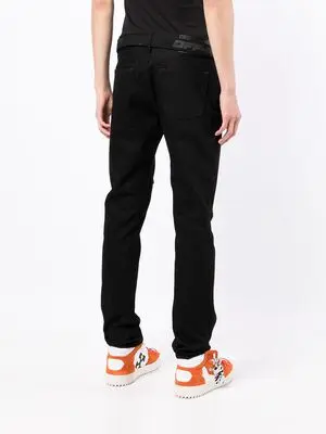 Off-White Skinny Jeans With Belt - Black