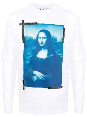 Off-White Monalisa-print Long-sleeve Cotton T-shirt - White