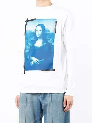 Off-White Monalisa-print Long-sleeve Cotton T-shirt - White