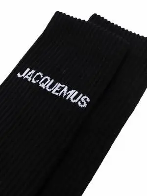 Jacquemus Ribbed Logo Crew Socks - Black