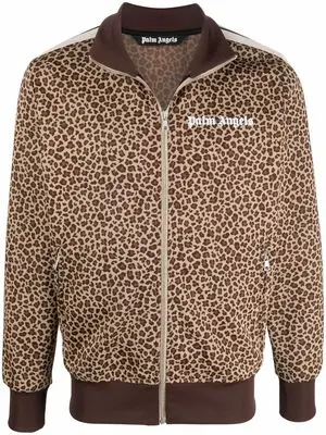 Palm Angels Leopard Jacquard Zipped Jacket - Neutrals