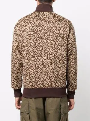 Palm Angels Leopard Jacquard Zipped Jacket - Neutrals