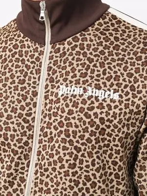 Palm Angels Leopard Jacquard Zipped Jacket - Neutrals