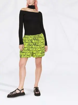Just Cavalli All-over Logo Print Cotton Shorts