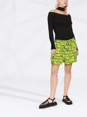 Just Cavalli All-over Logo Print Cotton Shorts