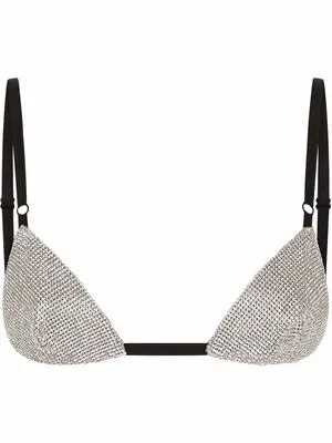 Dolce & Gabbana Crystal Mesh Triangle Bra - Grey