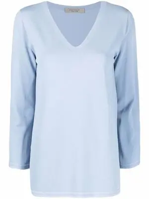 D.exterior V-neck Cropped-sleeve Jumper