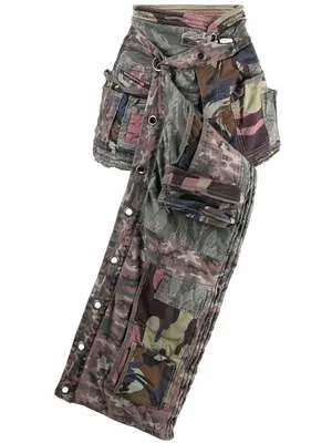 DIESEL® Draped Camouflage-patchwork Skirt