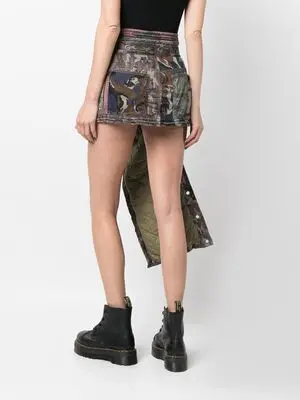 DIESEL® Draped Camouflage-patchwork Skirt