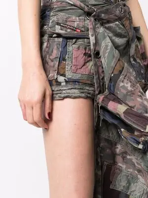 DIESEL® Draped Camouflage-patchwork Skirt