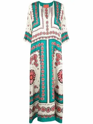 La DoubleJ Muumuu Floral-print Dress - Green