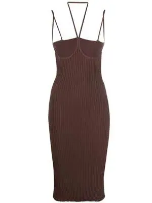 ANDREĀDAMO Halterneck Fitted Dress