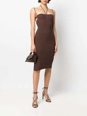 ANDREĀDAMO Halterneck Fitted Dress