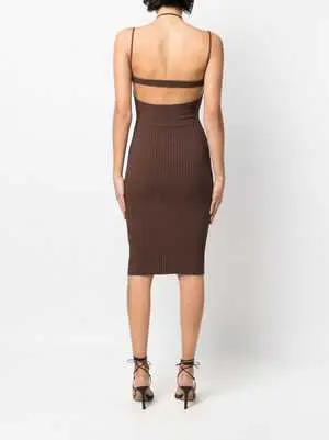 ANDREĀDAMO Halterneck Fitted Dress