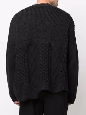 AMBUSH Patchwork-knit Cardigan With Jacquard Logo - Black