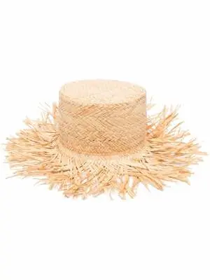Red Valentino Flat Crown Straw Hat - Neutrals