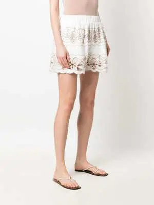 Red Valentino High-waisted Floral Embroidered Shorts
