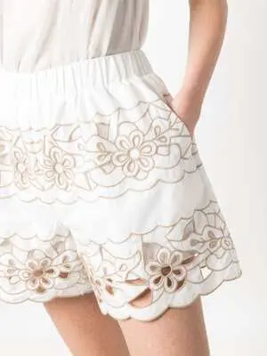 Red Valentino High-waisted Floral Embroidered Shorts