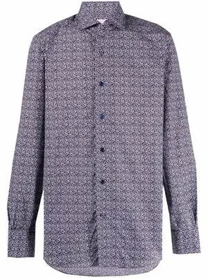 MAZZARELLI Micro Floral-print Shirt - Purple