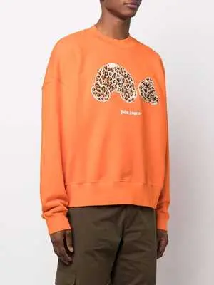 Palm Angels Leopard Teddy Crewneck Sweatshirt
