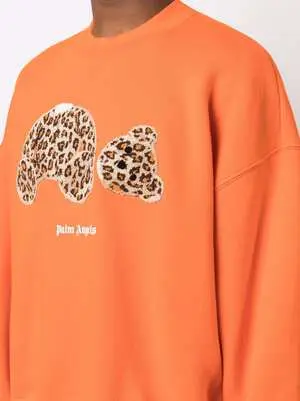 Palm Angels Leopard Teddy Crewneck Sweatshirt