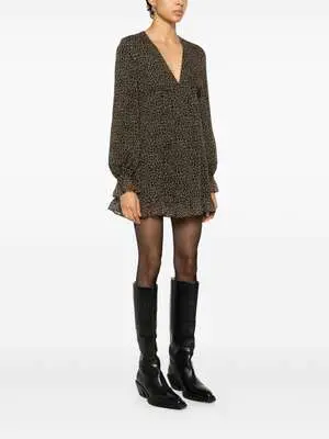 Saint Laurent Leopard-print Mini Dress - Brown