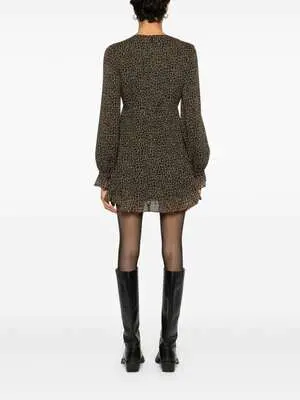 Saint Laurent Leopard-print Mini Dress - Brown