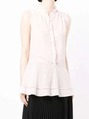 Shiatzy Chen Silk Ruffle-detail Sleeveless Blouse - Pink