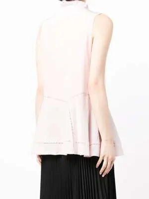 Shiatzy Chen Silk Ruffle-detail Sleeveless Blouse - Pink