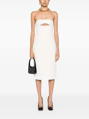 Saint Laurent Silk Strapless Midi Dress