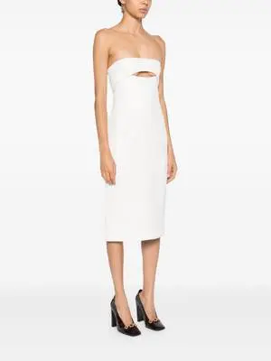 Saint Laurent Silk Strapless Midi Dress