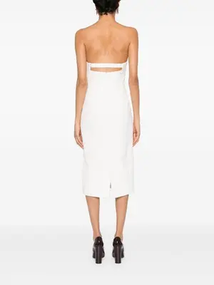 Saint Laurent Silk Strapless Midi Dress