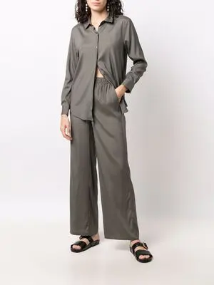 PAULA Drawstring Straight-leg Trousers - Green
