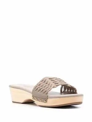 ANCIENT GREEK SANDALS Interwoven Leather Clogs - Grey