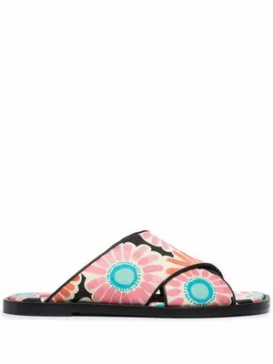 La DoubleJ Daisy-print Sandals