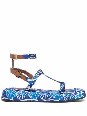 La DoubleJ Jazzy Seashell-print Sandals - Blue