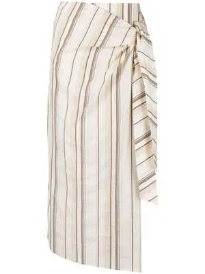 Brunello Cucinelli Striped Wrap Skirt - Neutrals