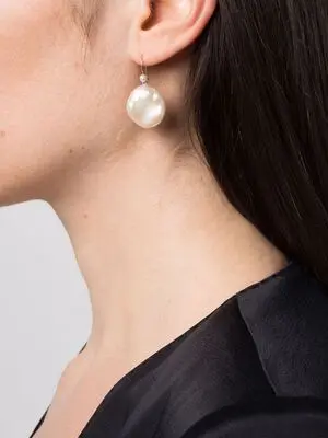 Mizuki 14kt Yellow Petal Pearl Drop Earrings