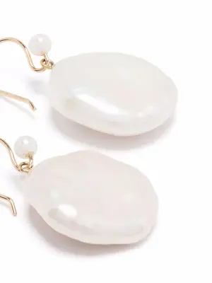 Mizuki 14kt Yellow Petal Pearl Drop Earrings